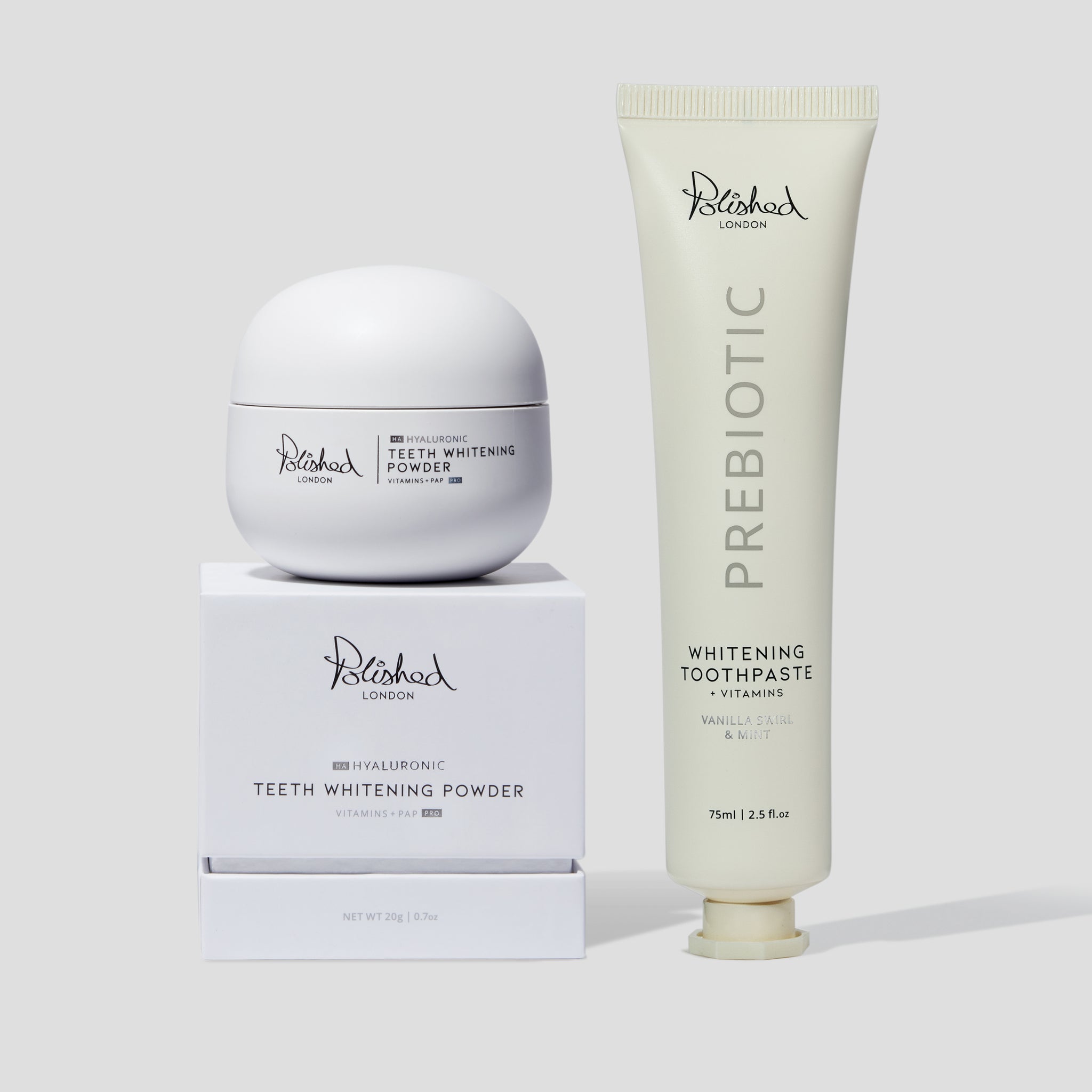 Teeth Whitening Powder & Prebiotic Toothpaste - Vanilla Bundle